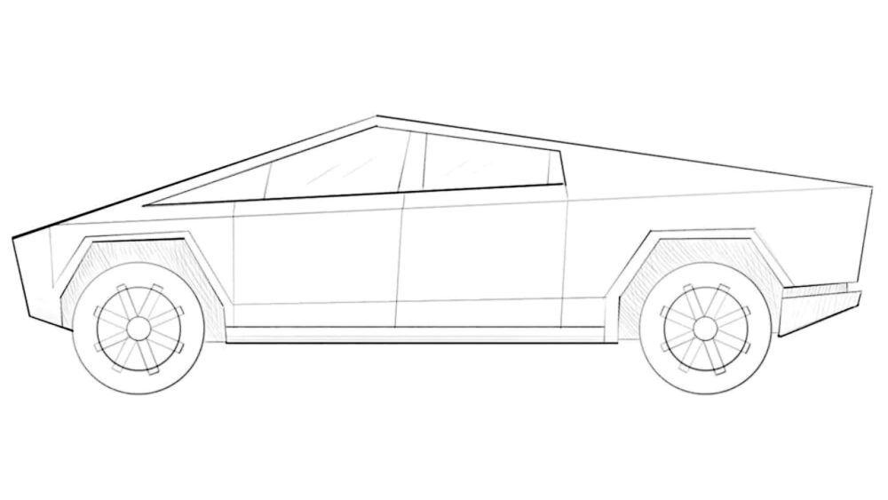 How to Draw a Tesla Cybertruck - DrawCarz