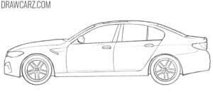 How to Draw a BMW M5 - DrawCarz