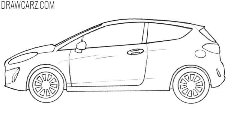 How to Draw a Ford Fiesta - DrawCarz