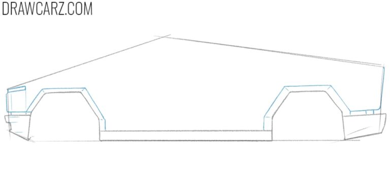 How to Draw a Tesla Cybertruck - DrawCarz