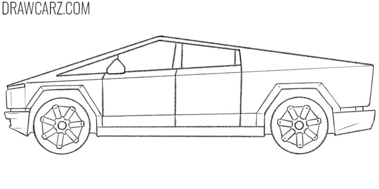 How to Draw a Tesla Cybertruck - DrawCarz